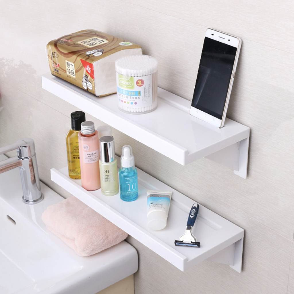 Self-Adhesive Floating Bathroom Shelf/ Platform .Max Hold 5Kg. Phone ...